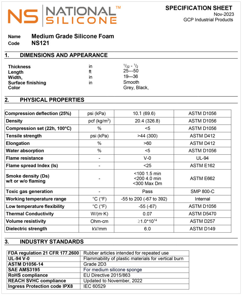 Silicone Foam - NS-121-med • National Silicone