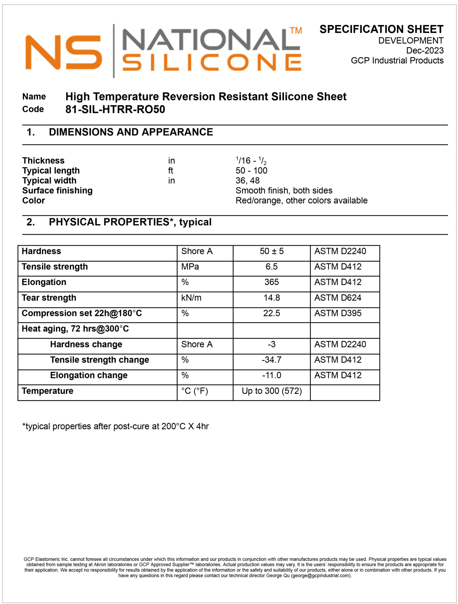 Silicone Sheet -Reversion Resistant • National Silicone